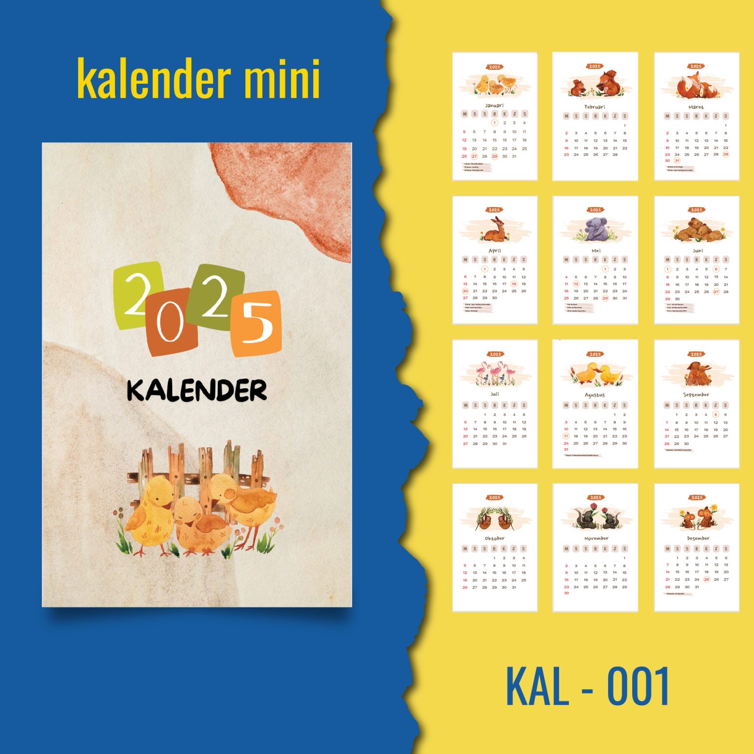 Kalender 2025 Aesthetic Kalender Meja Mini Kalender Duduk Kecil ...